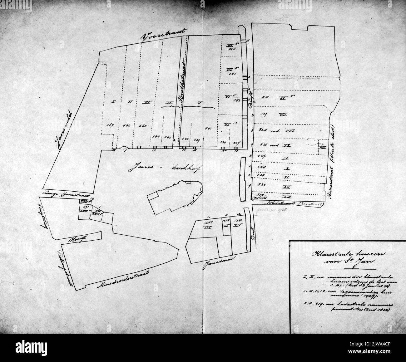 Map of the Janskerkhof and the immediate vicinity in Utrecht with the ...
