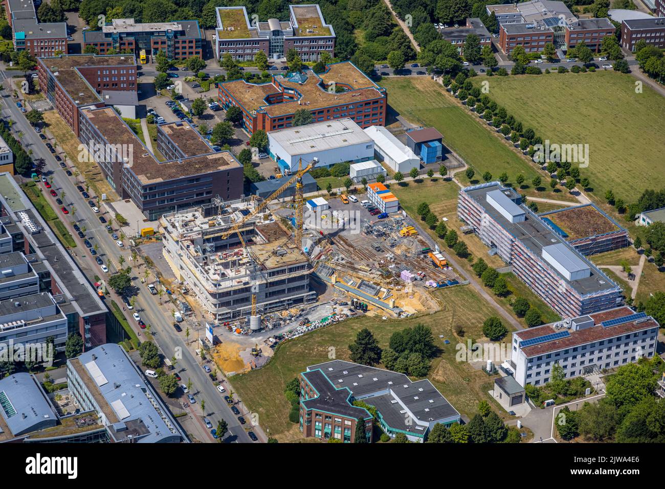 Aerial view, Dortmund University of Technology with construction site ...