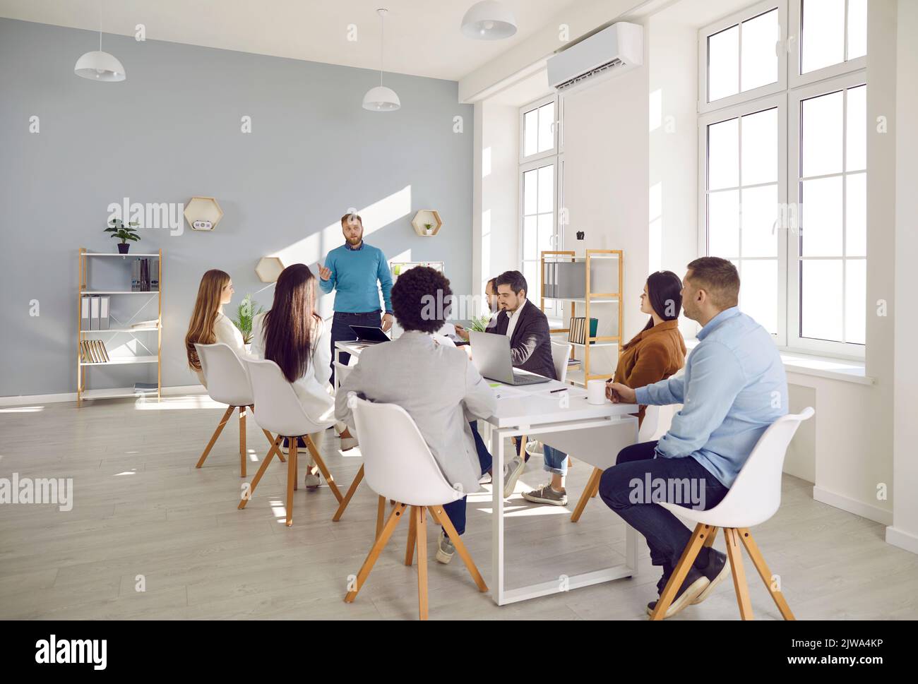Businessman meeting employees hi-res stock photography and images - Alamy