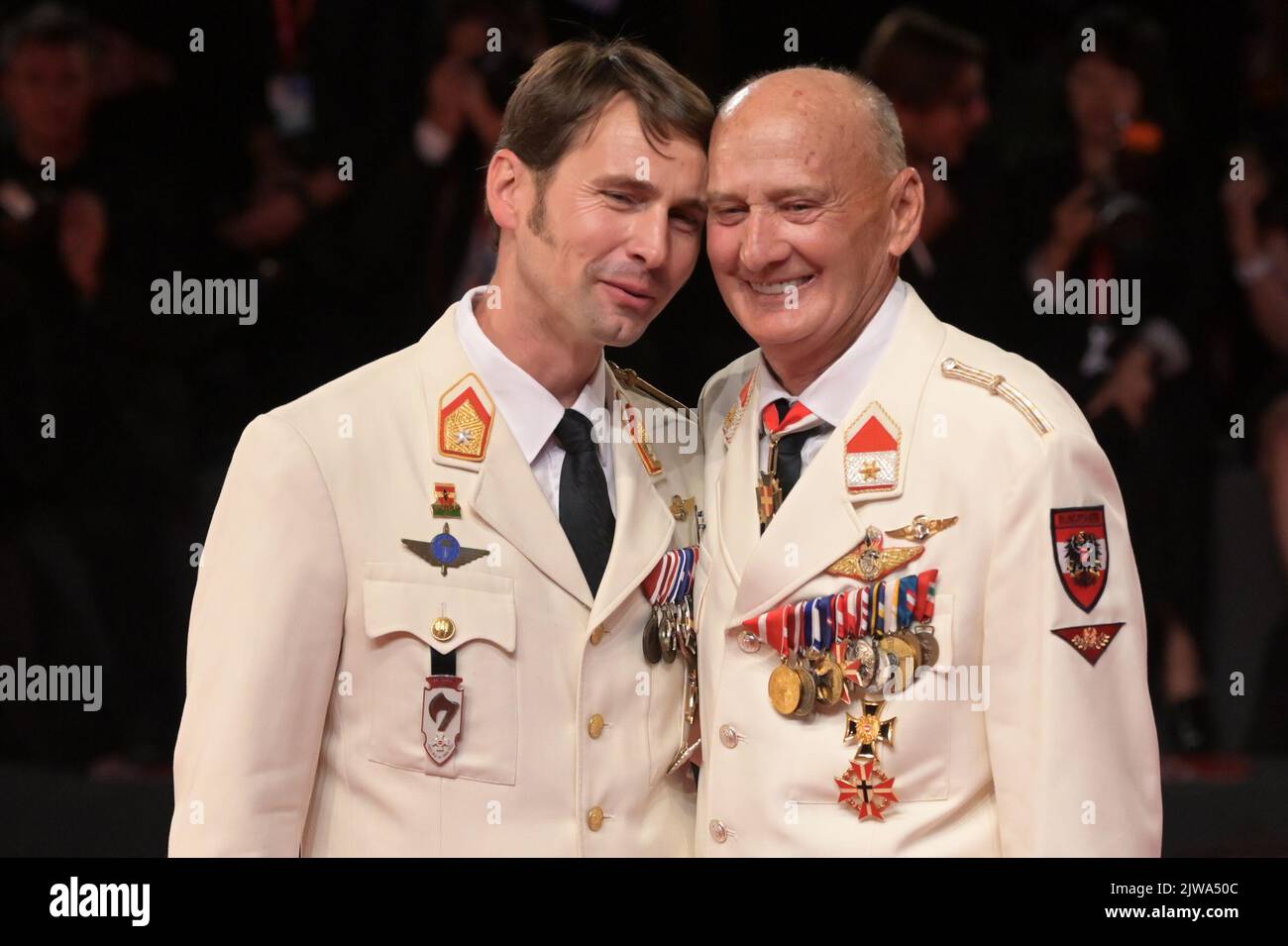 Venice, Italy. 03rd Sep, 2022. Mario Falak (l) and Charles Eismayer ...