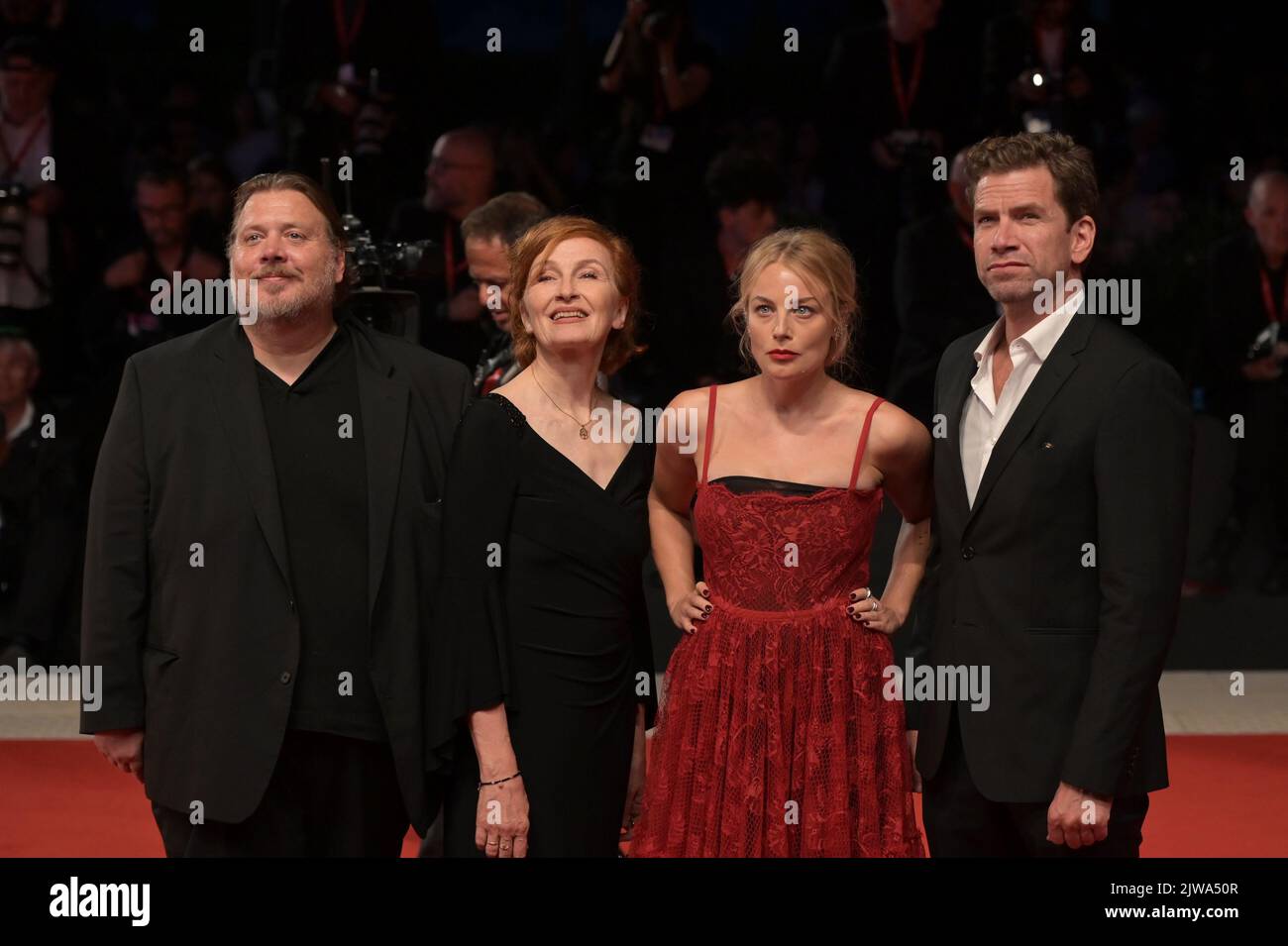Venice, Italy. 01st Sep, 2022. Nicolas Bro (l-r), Bodil Jorgensen, Ida ...