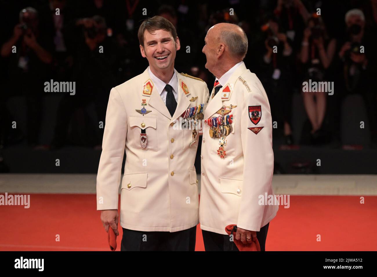 Venice, Italy. 03rd Sep, 2022. Mario Falak (l) and Charles Eismayer ...