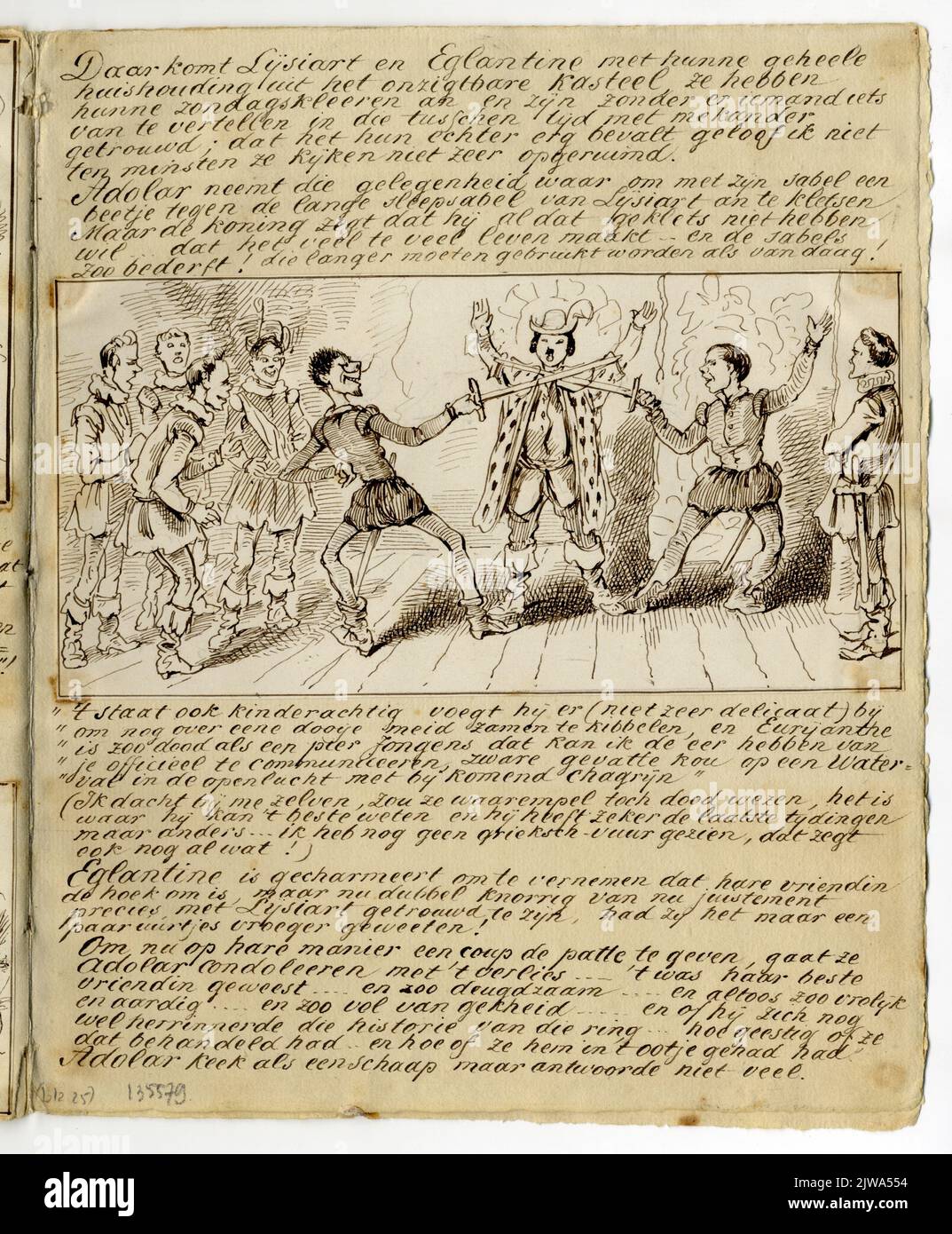 Image of a page with a drawing of a scene from the opera Euryanthe by ...