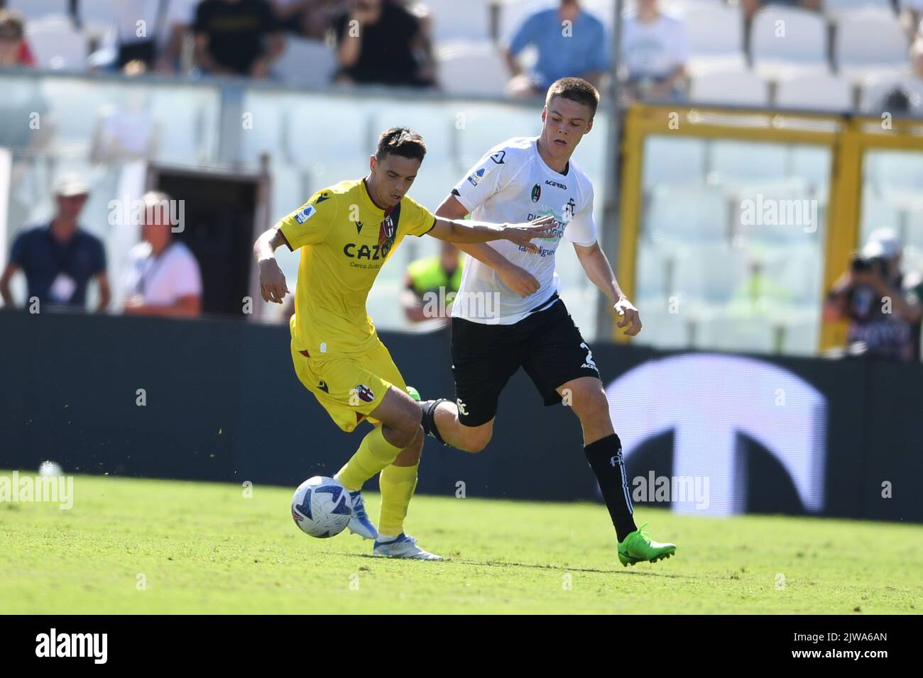 Nikola Moro (Bologna)Emil Holm (Spezia) during the Italian "Serie A ...