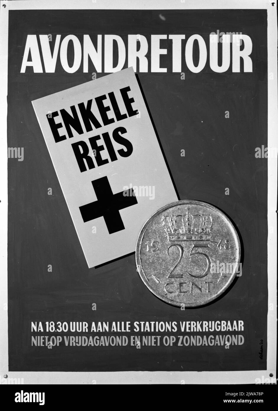 Image of a poster of the N.S. designed by Jan de Haan. For evening ...