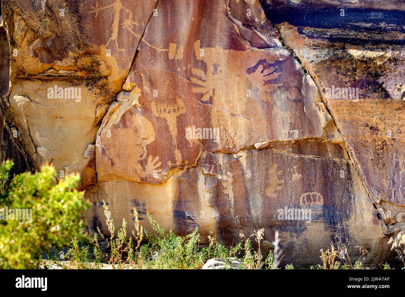 Petroglyphs rock art in Legend Rock State Archaeological Site, Wyoming ...