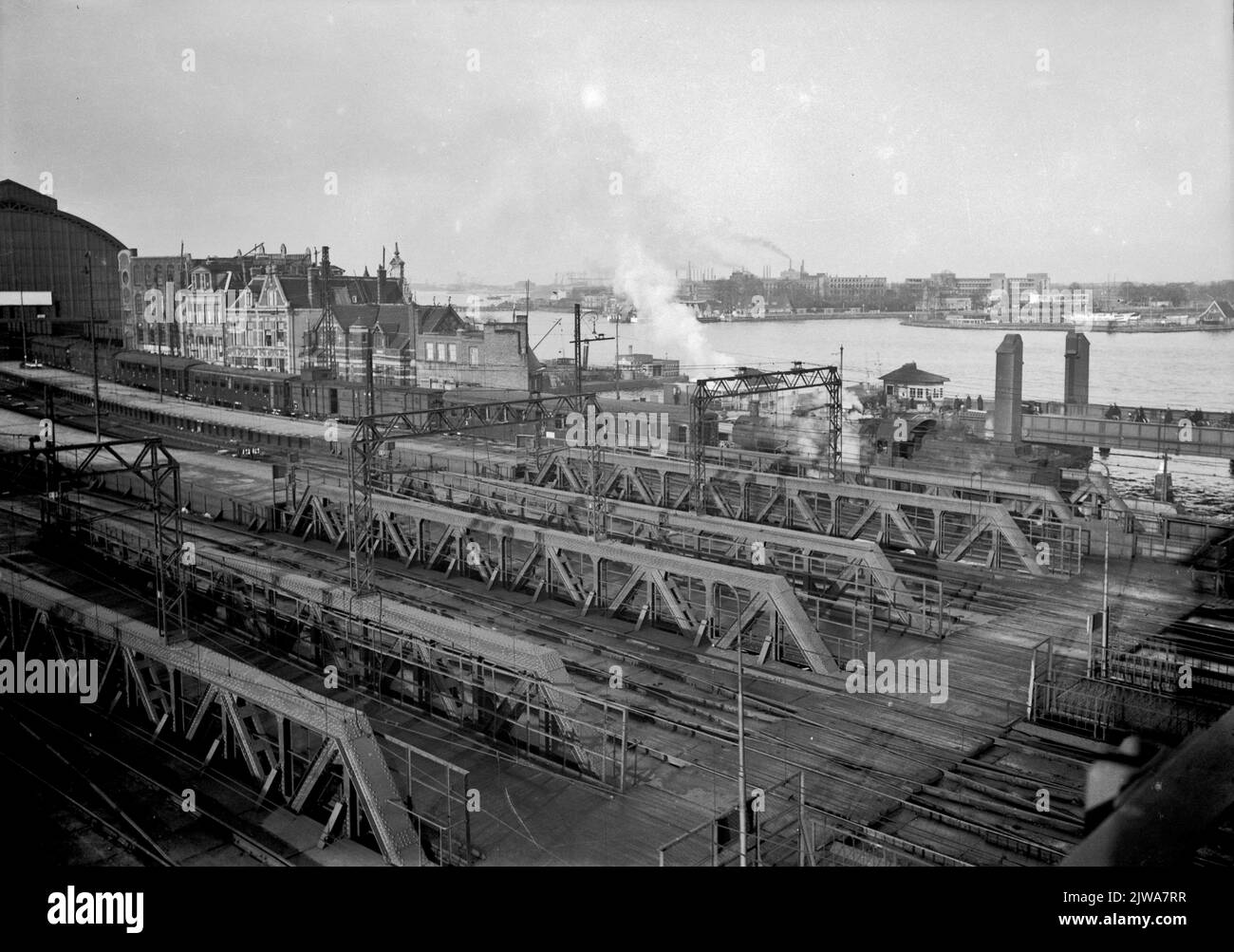 View of the railway bridges over the Oosterte access on the east side ...