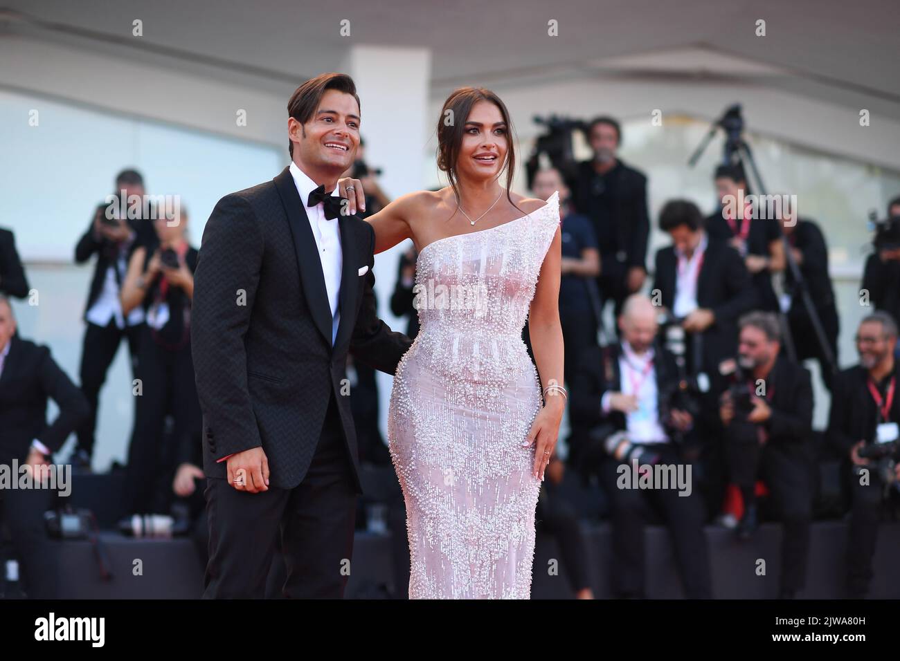 Frank Gallucci and Giulia Gaudino attend the "L'Immensità" red carpet ...