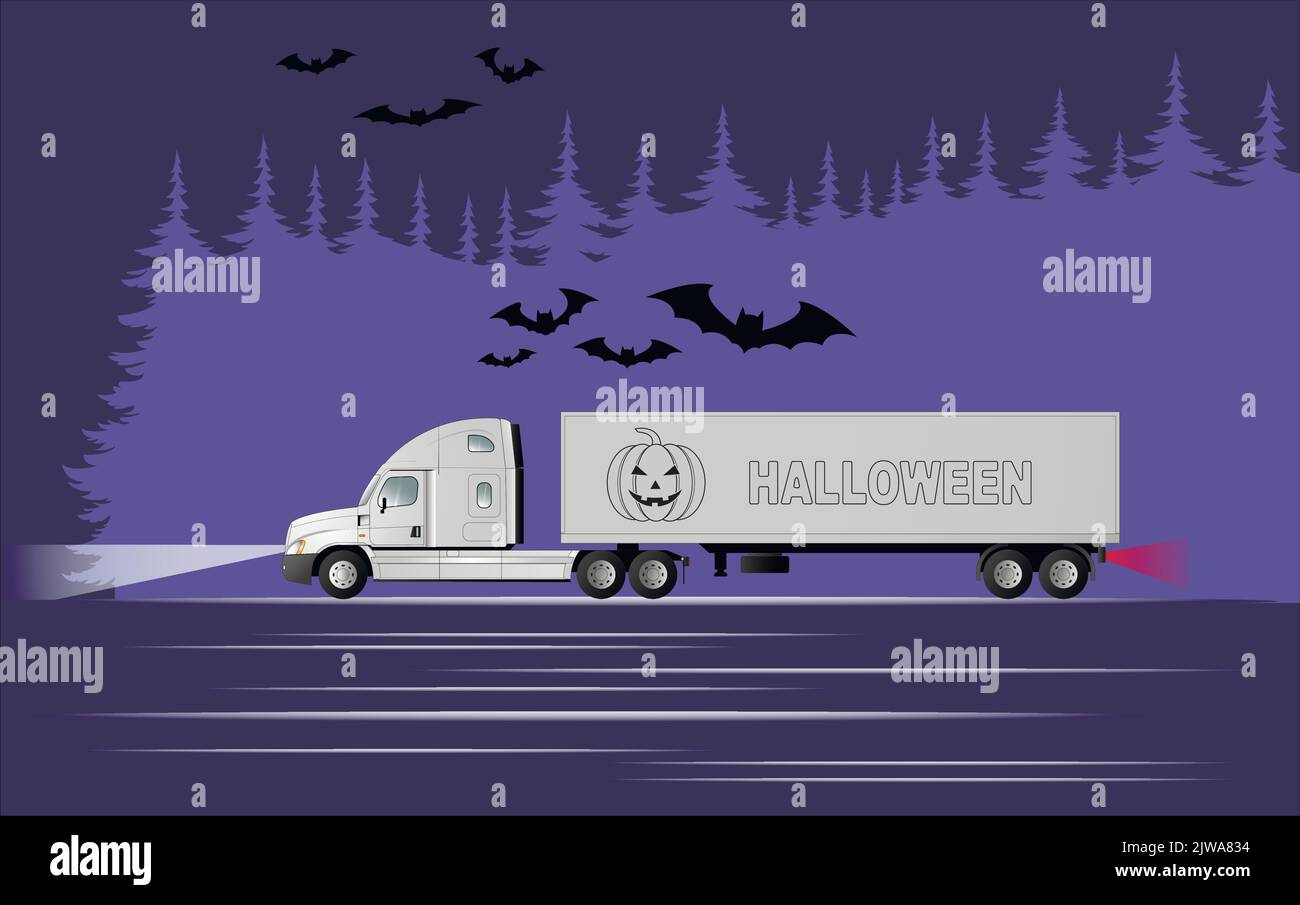 Scary road night car Stock Vector Images - Alamy