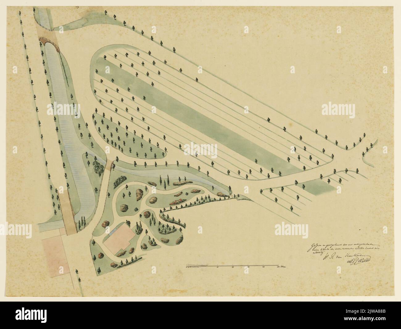 Map of the Landhuis De Origin with surrounding Landscape Park, located ...