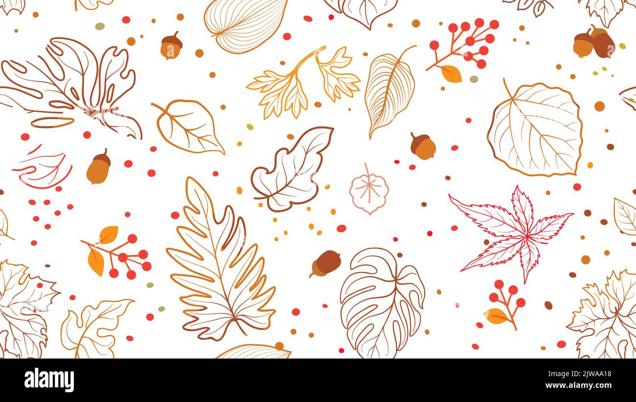 Autumn leaves seamless pattern. Season floral horizontal wallpaper ...