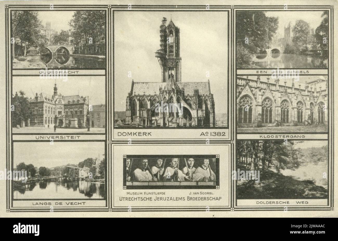 Collage of faces in Utrecht:- Oudegracht- Domkerk- Stadsbuitengracht at ...