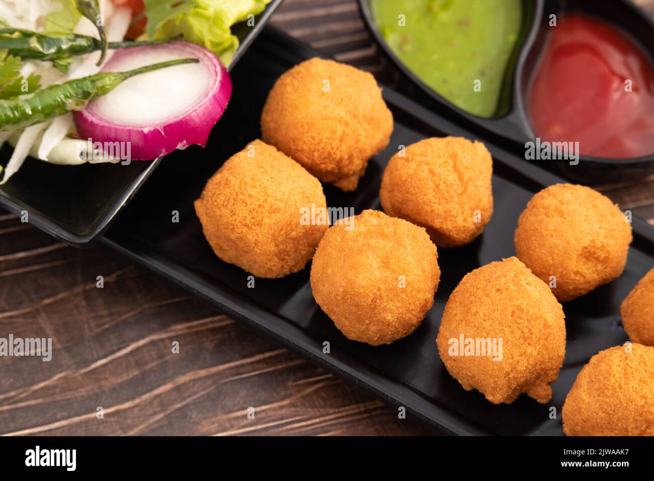 Indian Delhi Street Chaat Food Ram Laddu Pakode Or Raam Ladoo Pakore Is ...