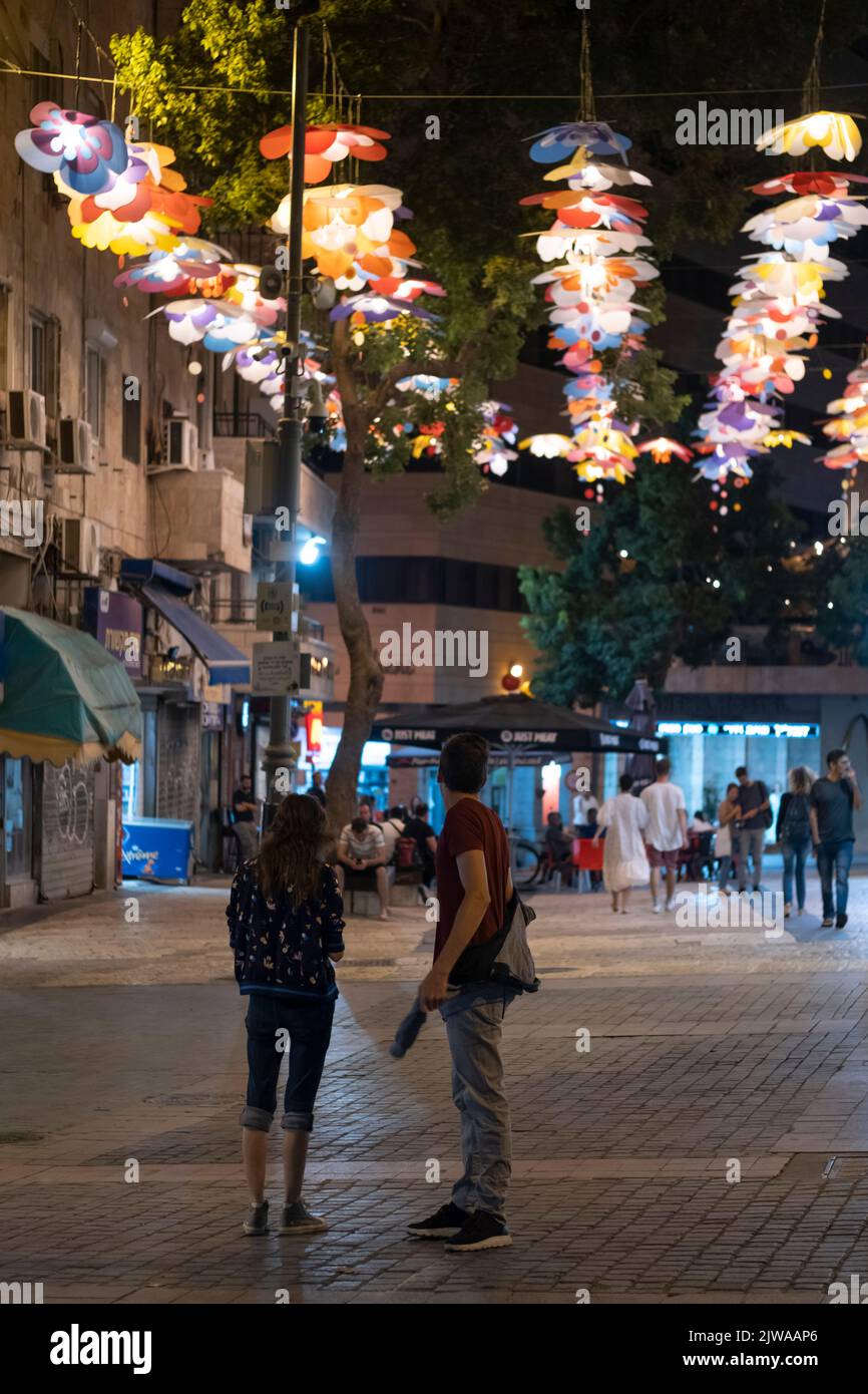 Night scene in the center of Jerusalem, Israel Stock Photo - Alamy