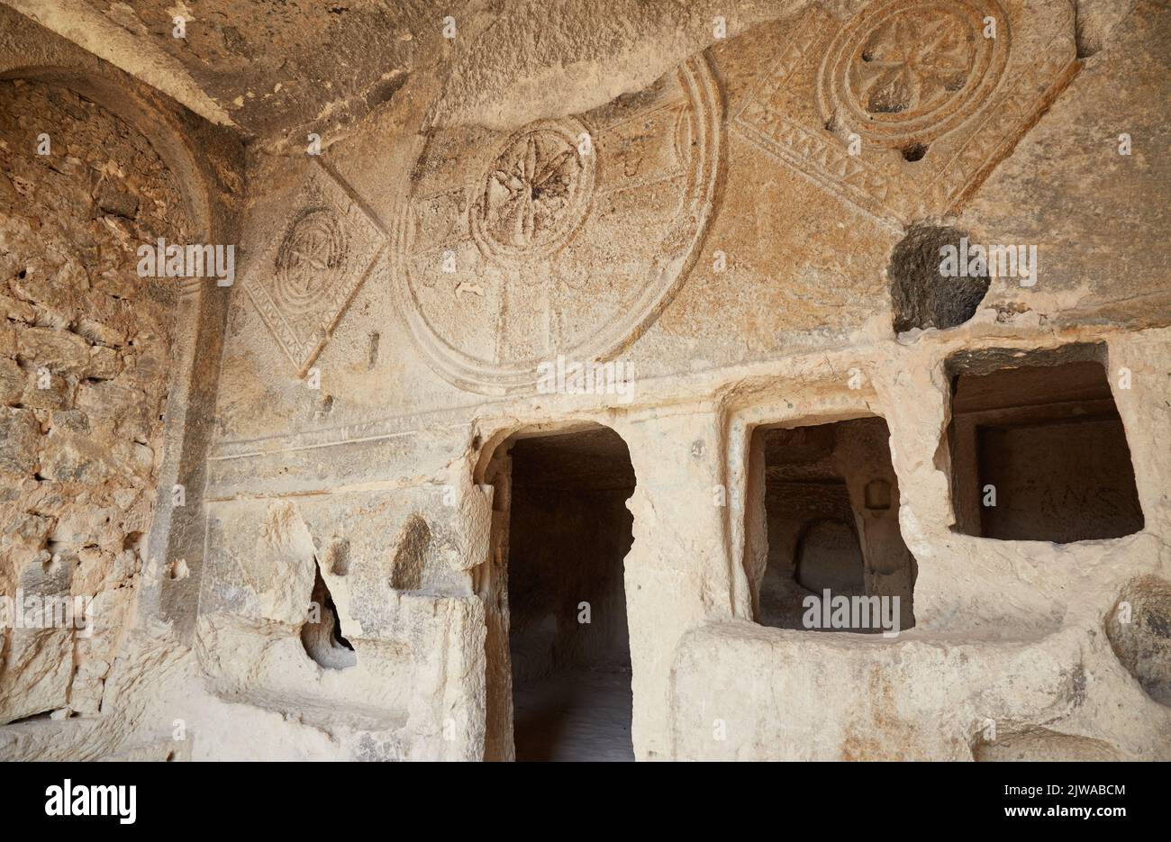 Walking Through Cappadocia's Cavusin Castle Stock Photo - Alamy
