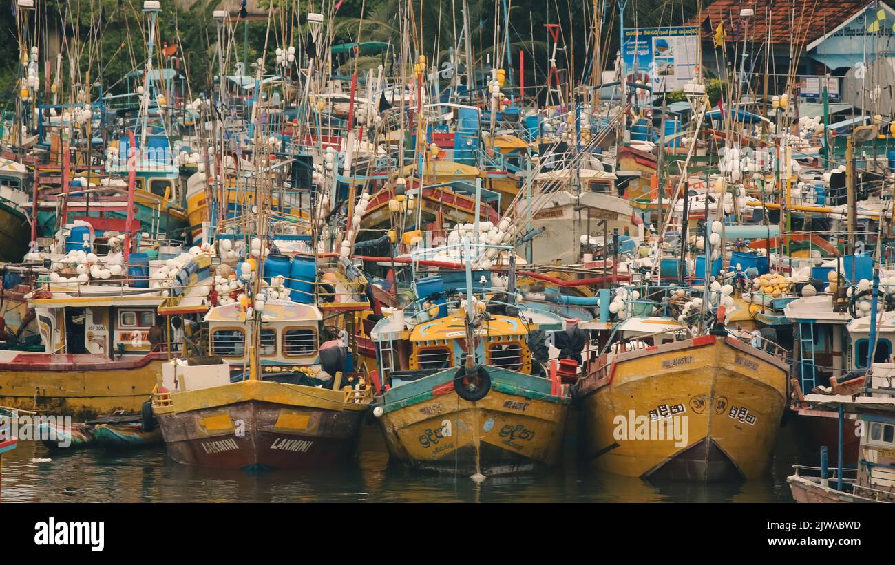 Negombo,Srilanka- August 08,2022 : multiple fishing trawlers at the ...