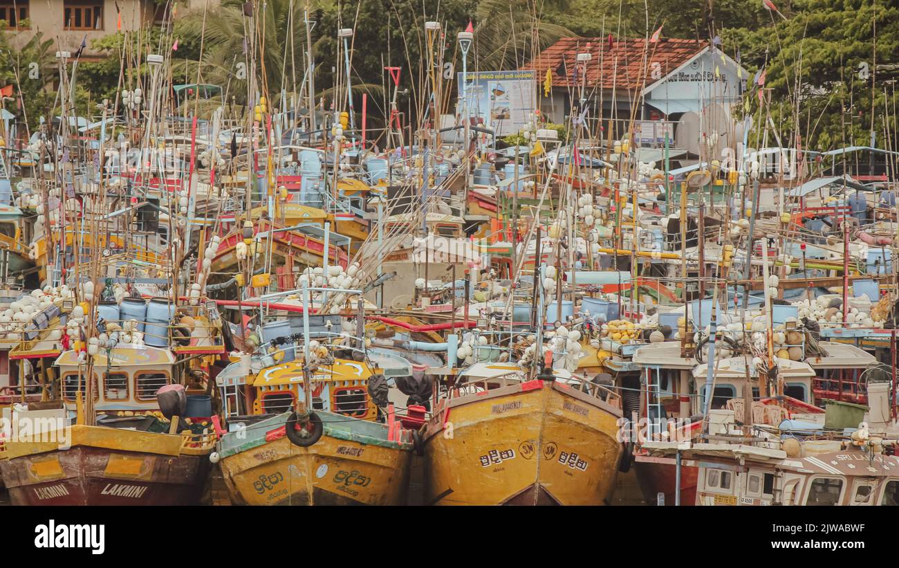Negombo,Srilanka- August 08,2022 : multiple fishing trawlers at the ...