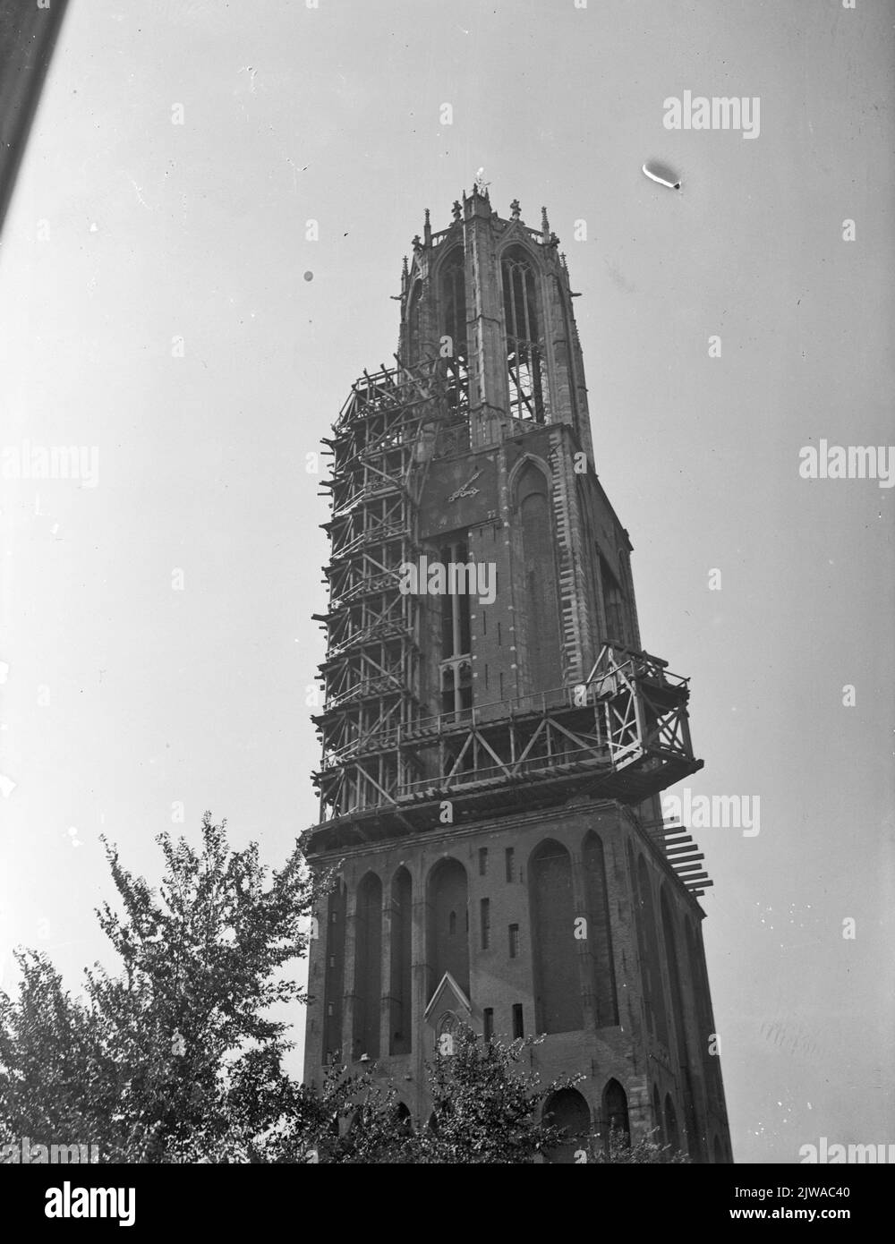 View of the Dom Tower (Domplein) in Utrecht, during the restoration ...