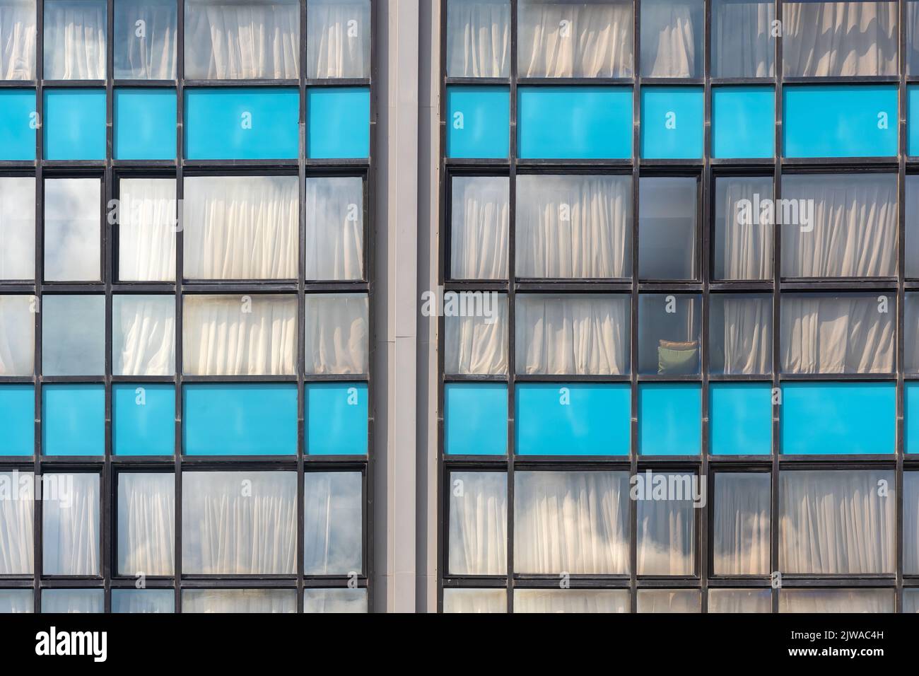 Old soviet constructivist industrial building exterior facade with ...