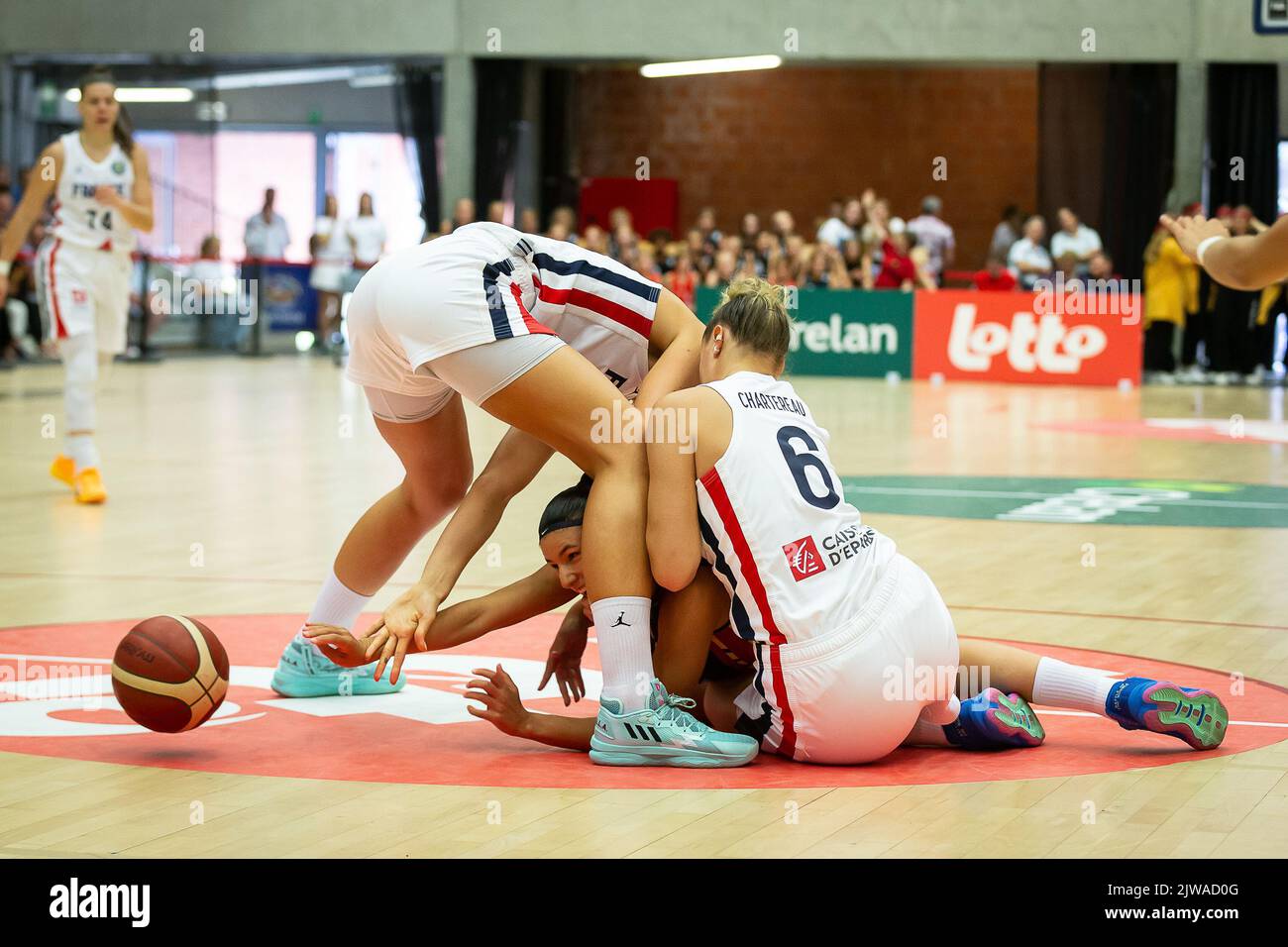 Belgium's Hind Ben Abdelkader fight for the ball during a friendly ...