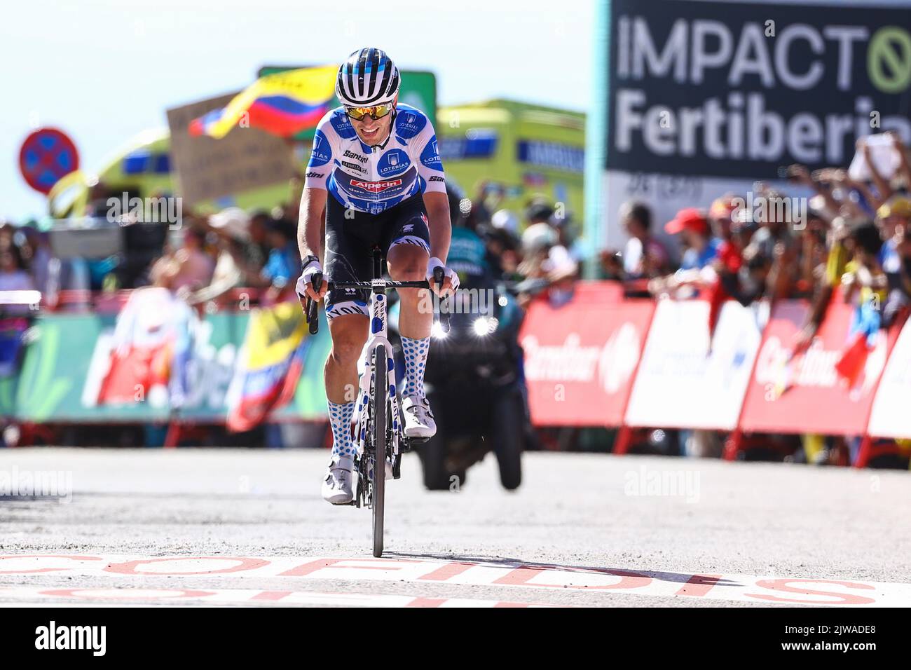 Australian Jay Vine of Alpecin-Fenix crosses the finish line of stage ...