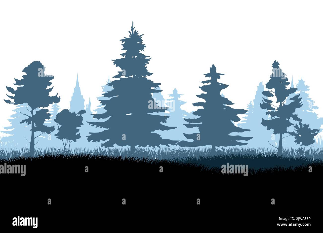 Pines at dusk Stock Vector Images - Alamy