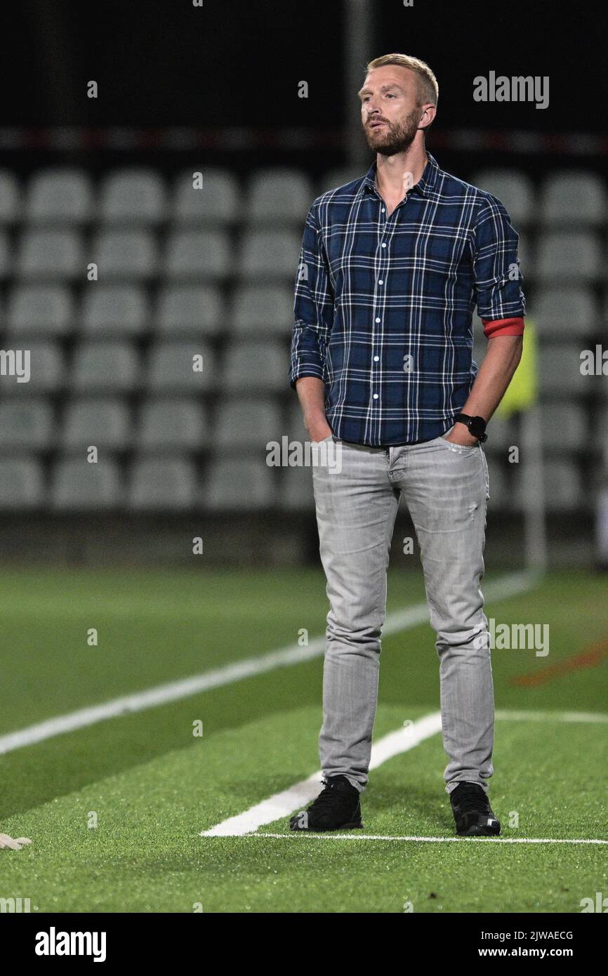 Beveren's head coach Wim De Decker pictured during a Belgian Challenger ...