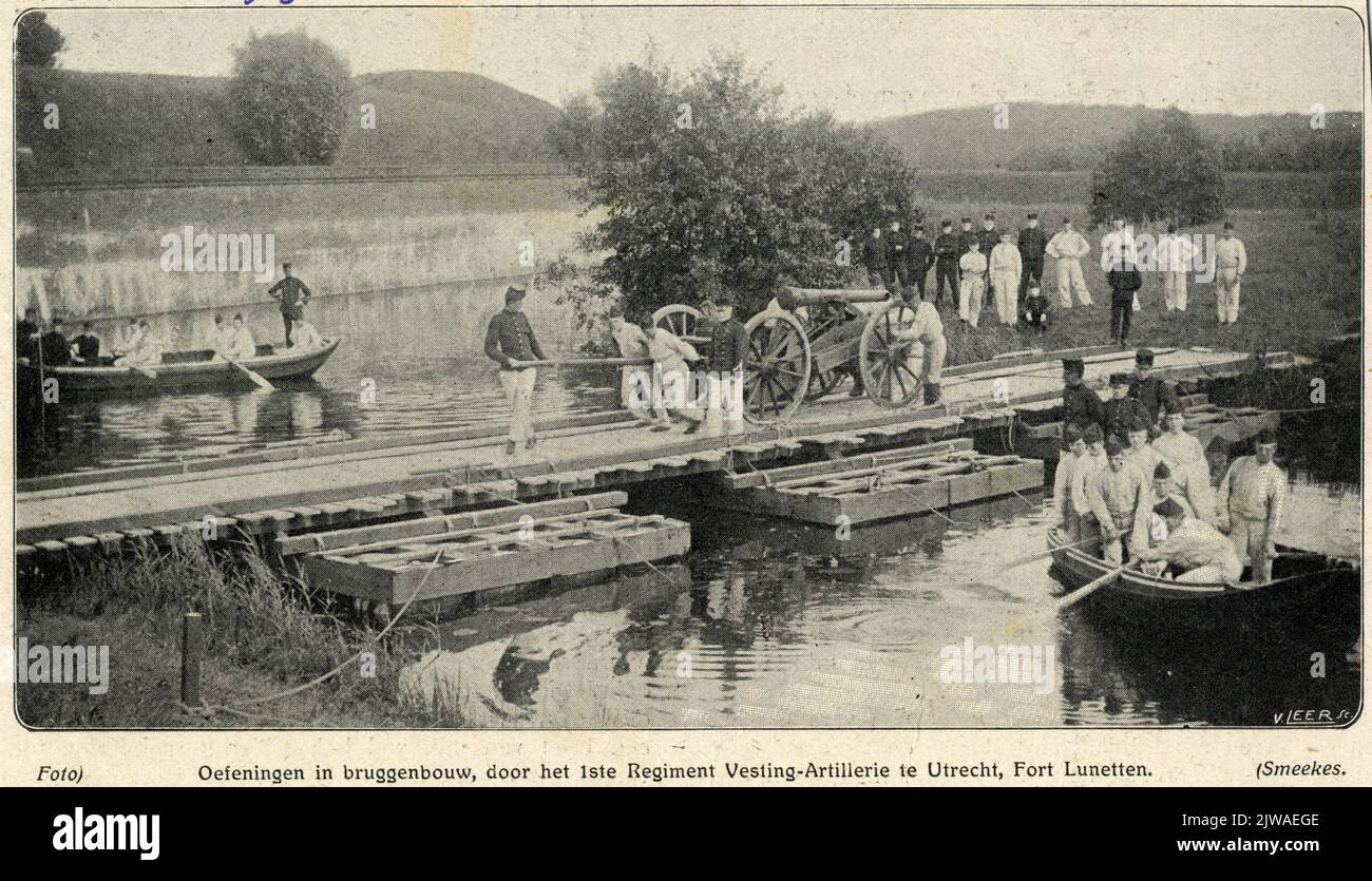 Exercises in Bruggenbouw, through the 1st Regiment Fortress artillery ...