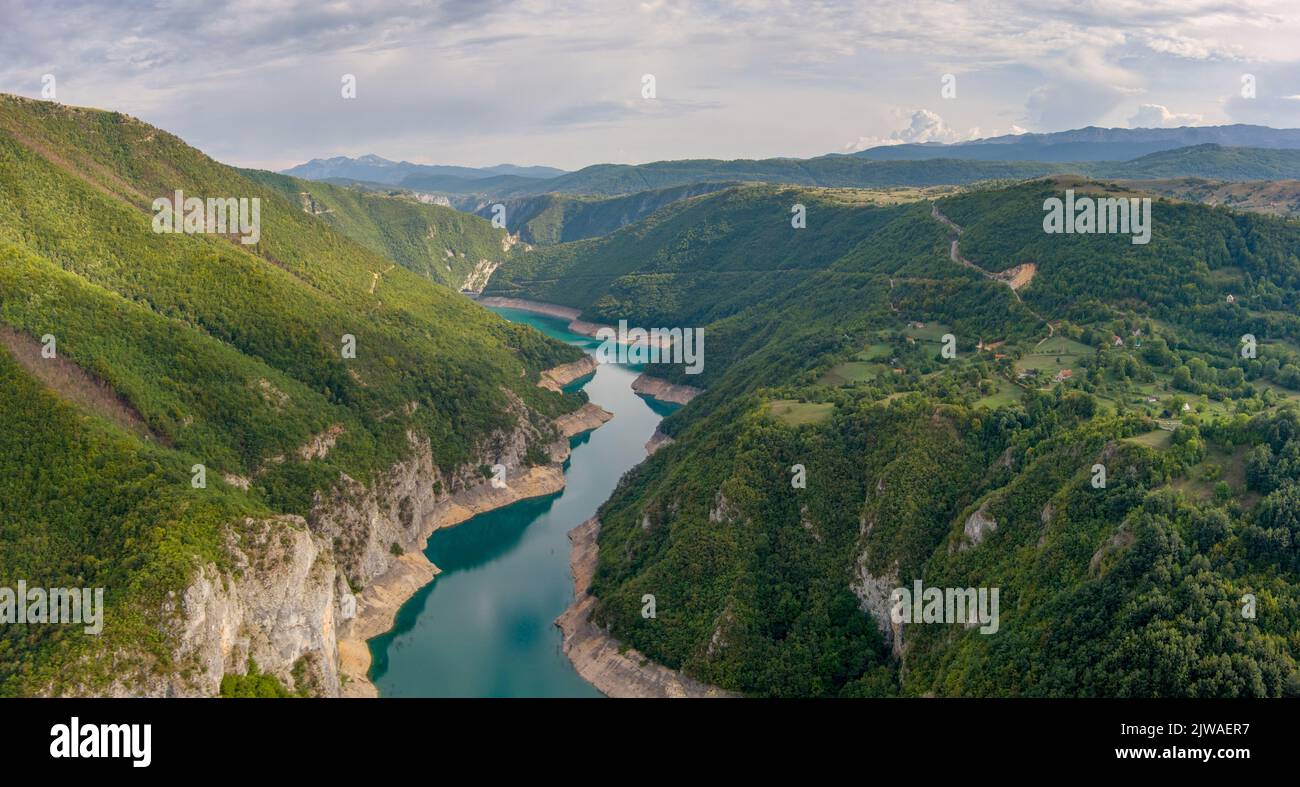 Piva river canyon with reservoir Piva Lake Stock Photo - Alamy