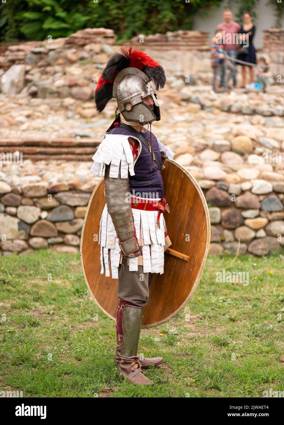 Lone roman warrior at the reenactment of 4th Century Roman Empire ...