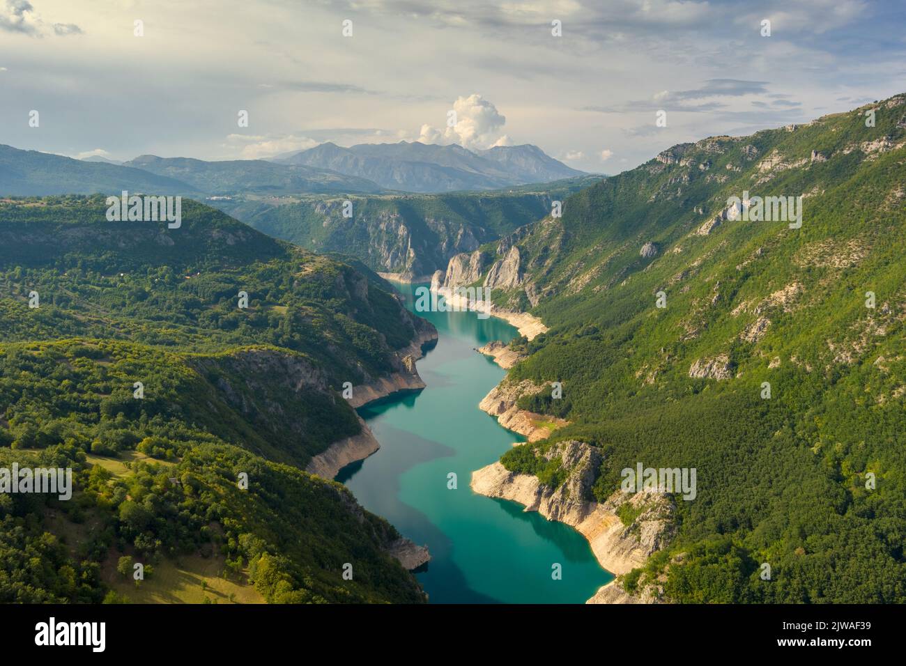 Piva river canyon with reservoir Piva Lake Stock Photo - Alamy