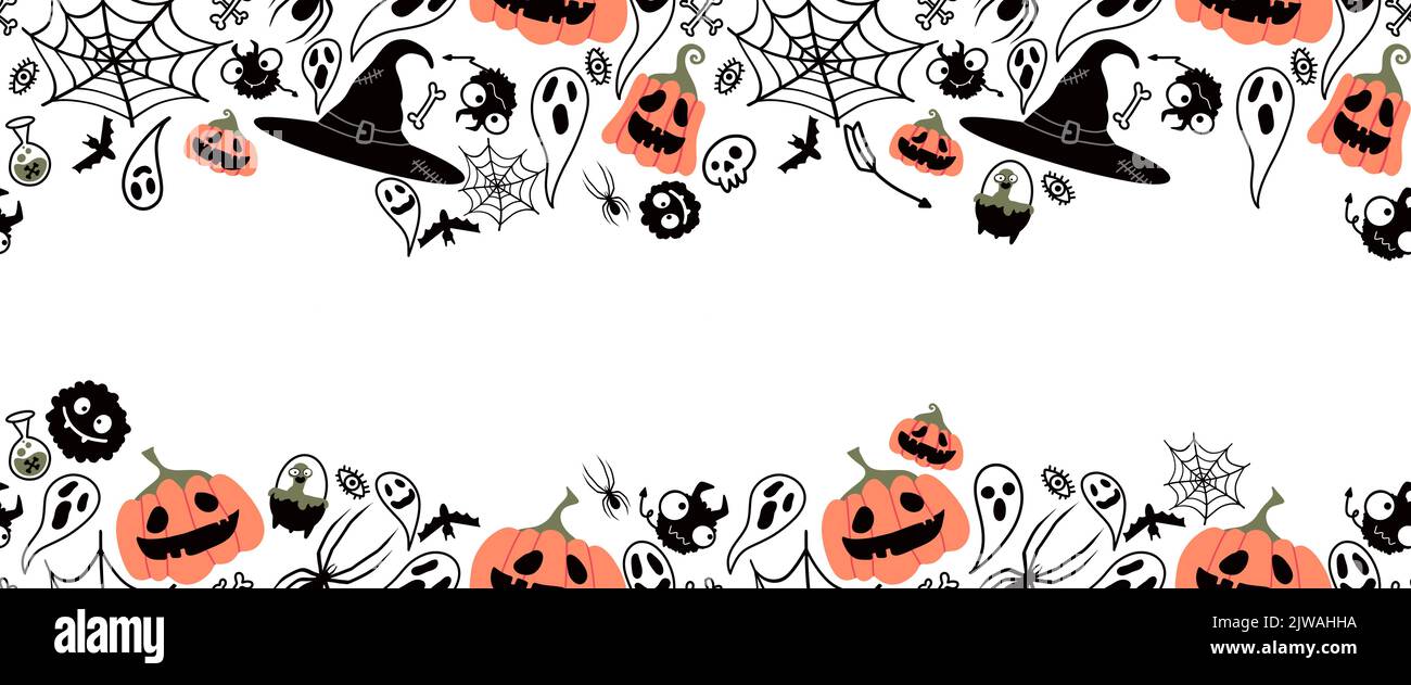 Halloween seamless pumpkins and witch hat and ghost pattern for fabrics ...