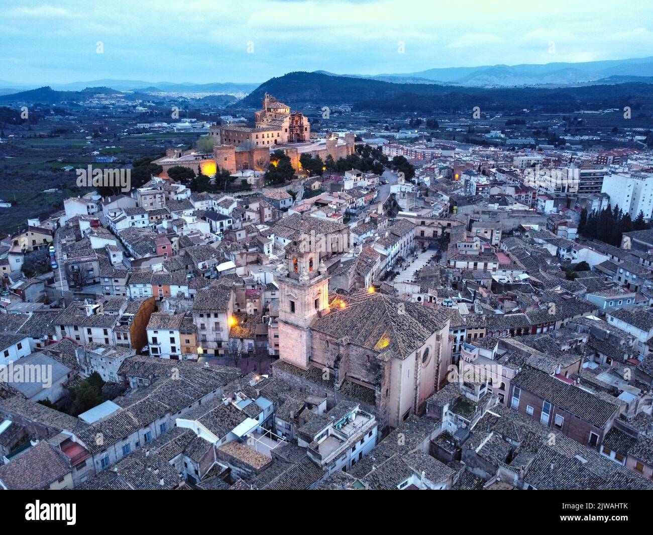 An aerial splendid view of the Spanish town De la Cruz Murcia's with ...
