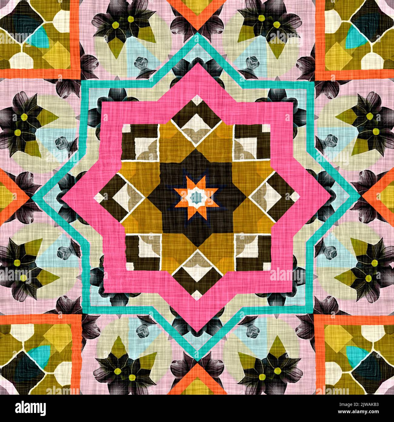 Kitsch pattern geometric retro design in seamless background. Trendy ...