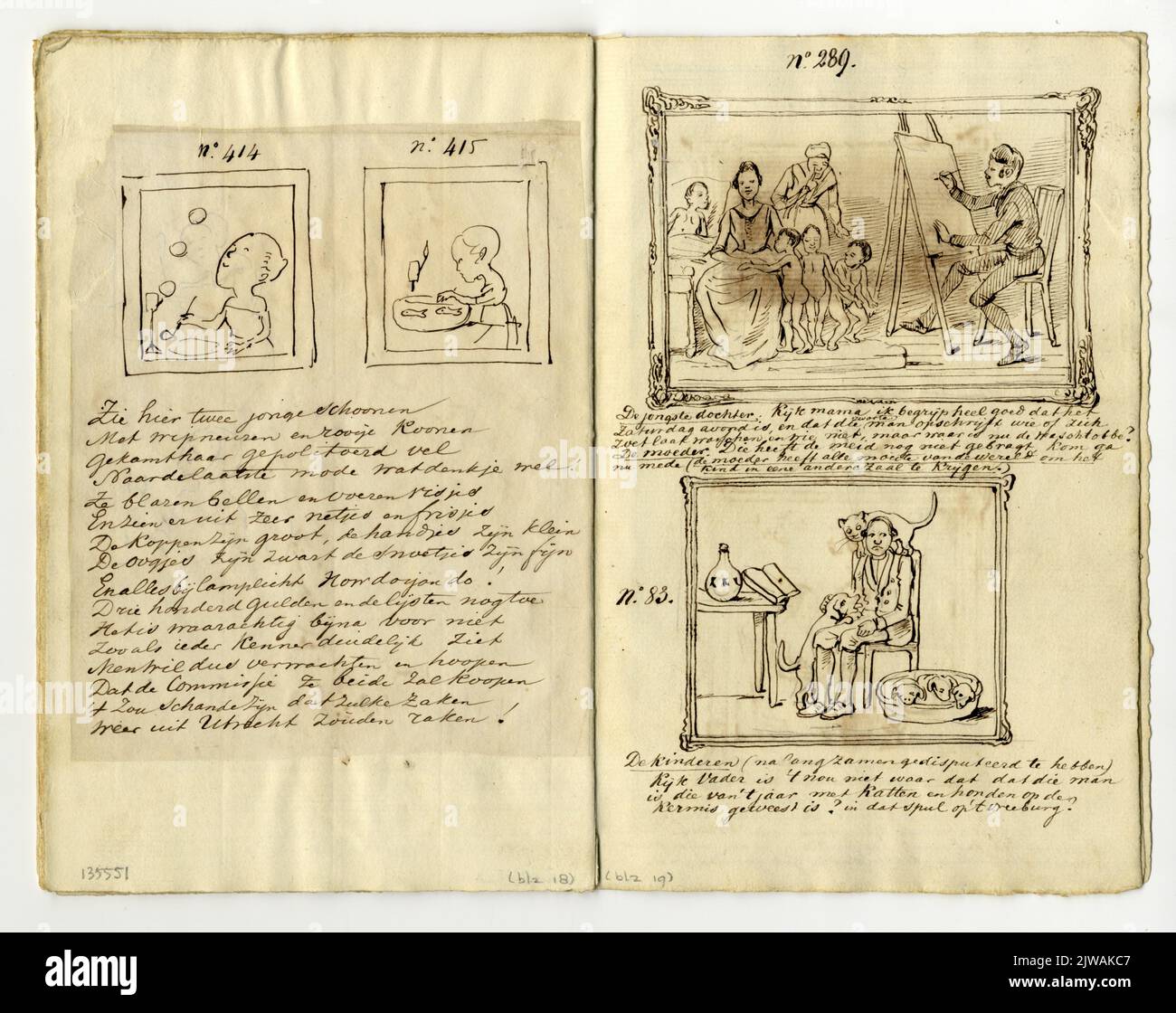 Image of four paintings with written comments Stock Photo - Alamy