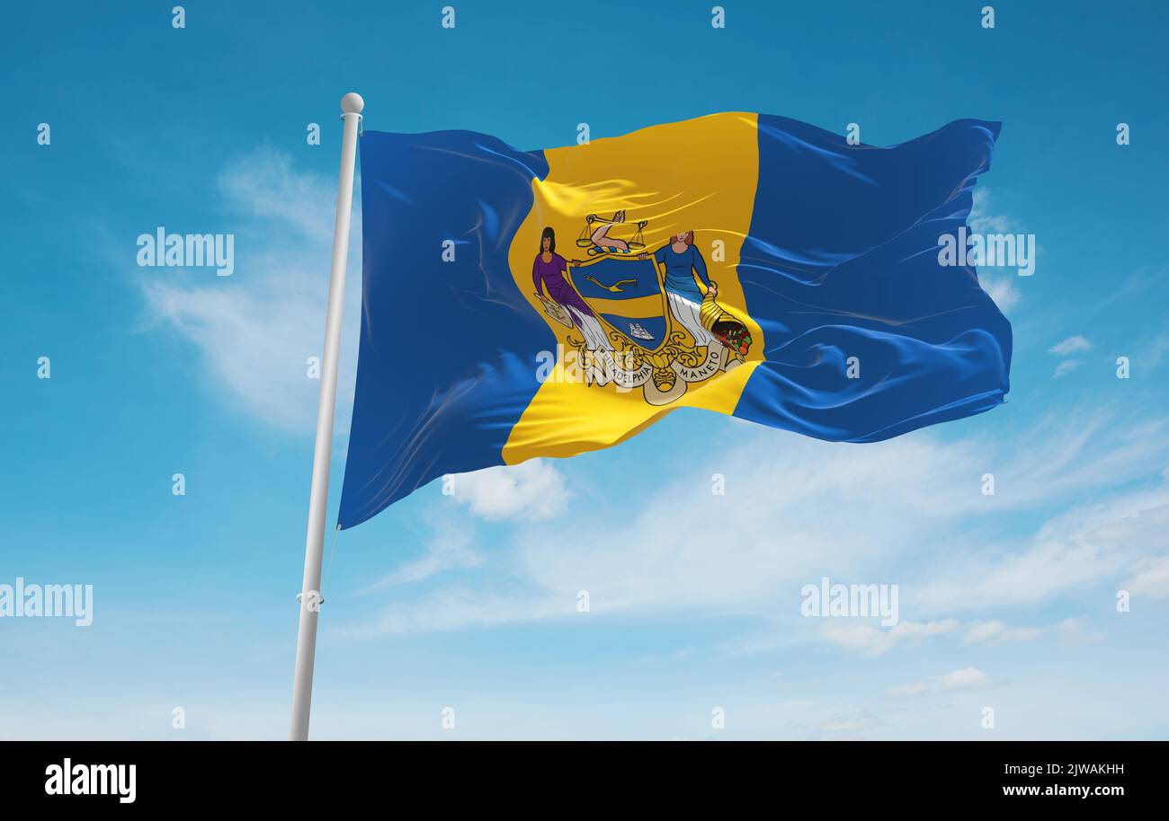 official flag of Philadelphia, Pennsylvania untied states of America at ...
