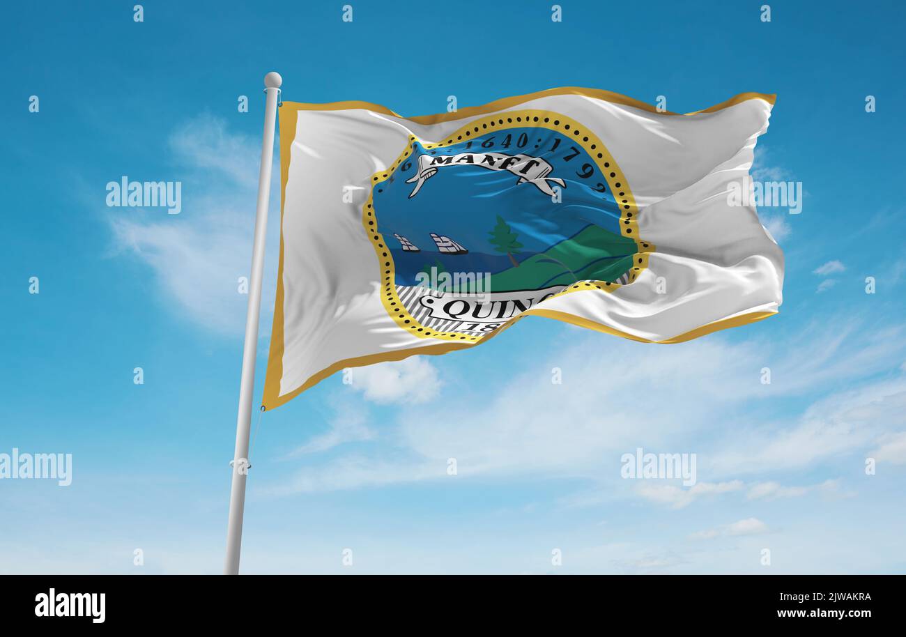 official flag of Quincy, Massachusetts untied states of America at ...
