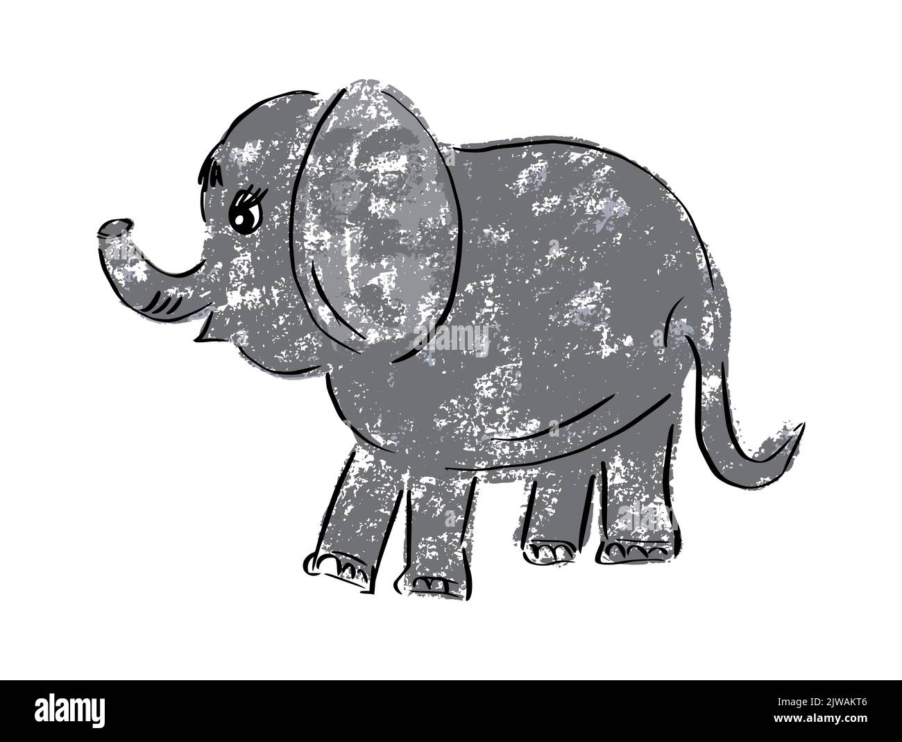 Cute funny grey elephant in cartoon style. Doodle. Vector illustration ...