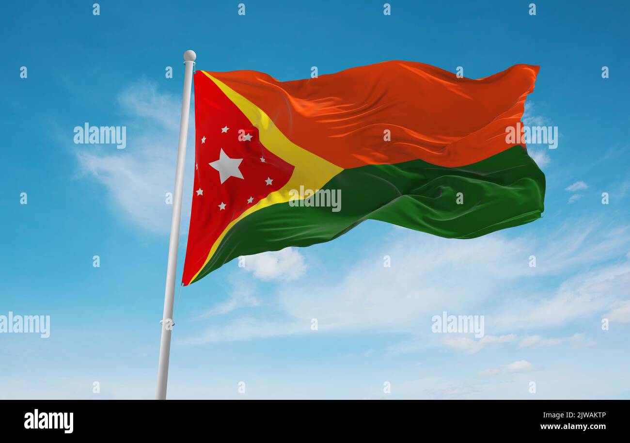 official flag of Rincon untied states of America at cloudy sky ...