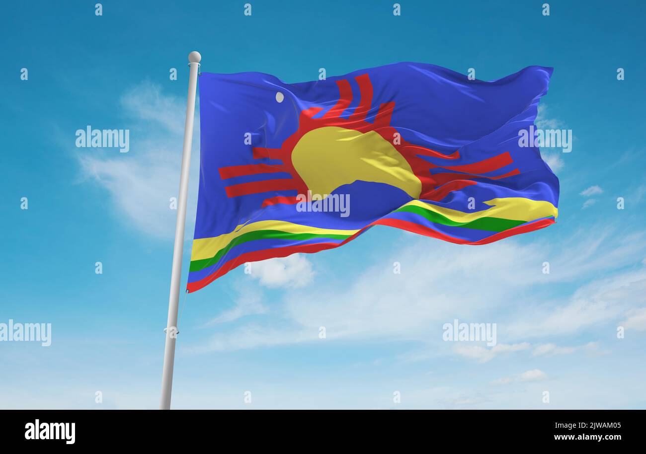 official flag of Roswell, New Mexico untied states of America at cloudy ...