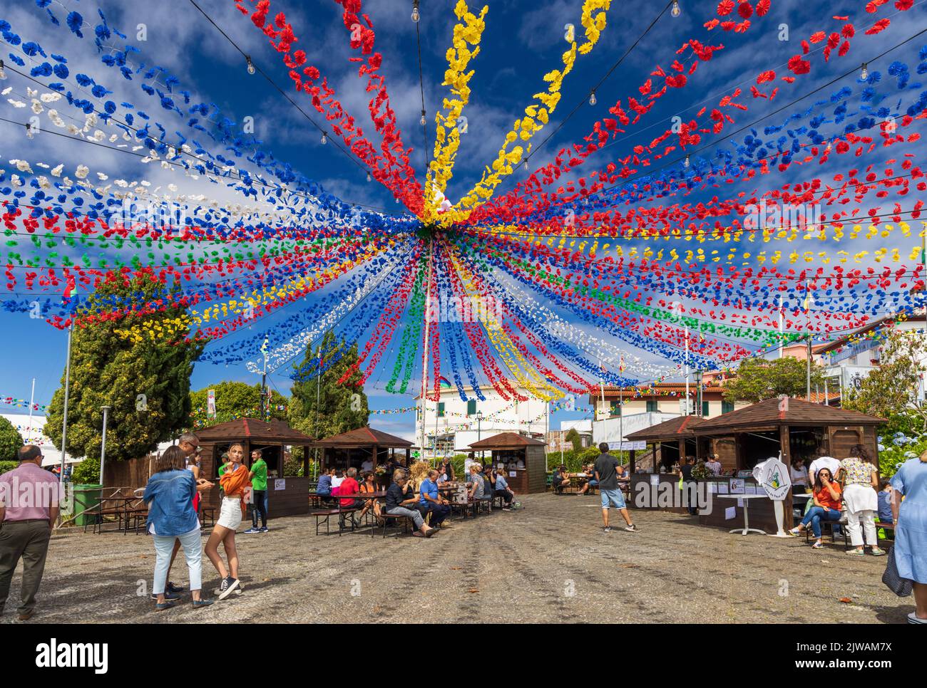 Santana decorated for Madeira Day festival, Madeira, Portugal Stock ...