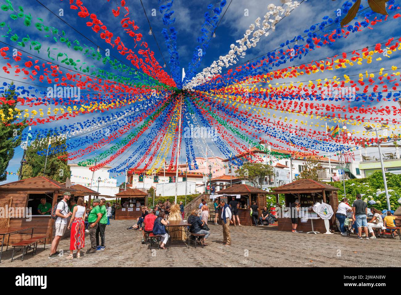 Santana decorated for Madeira Day festival, Madeira, Portugal Stock ...