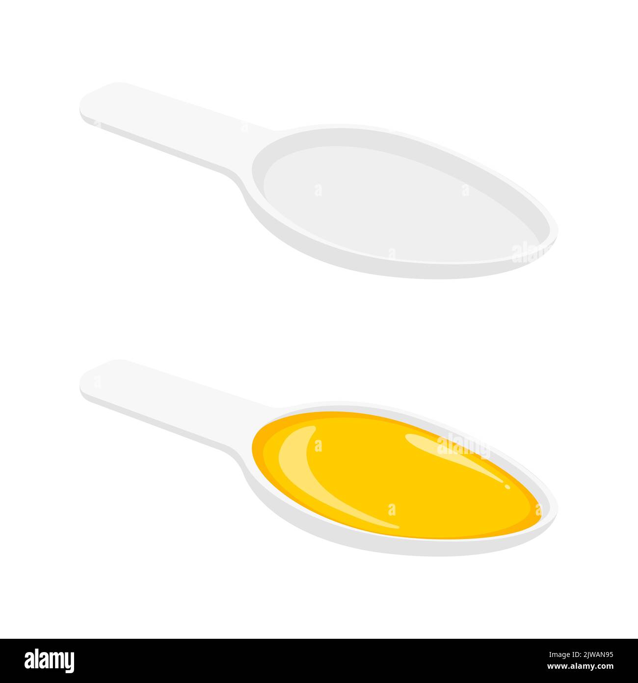 Empty and full oral liquid medicine spoon with doze of kids syrup for ...