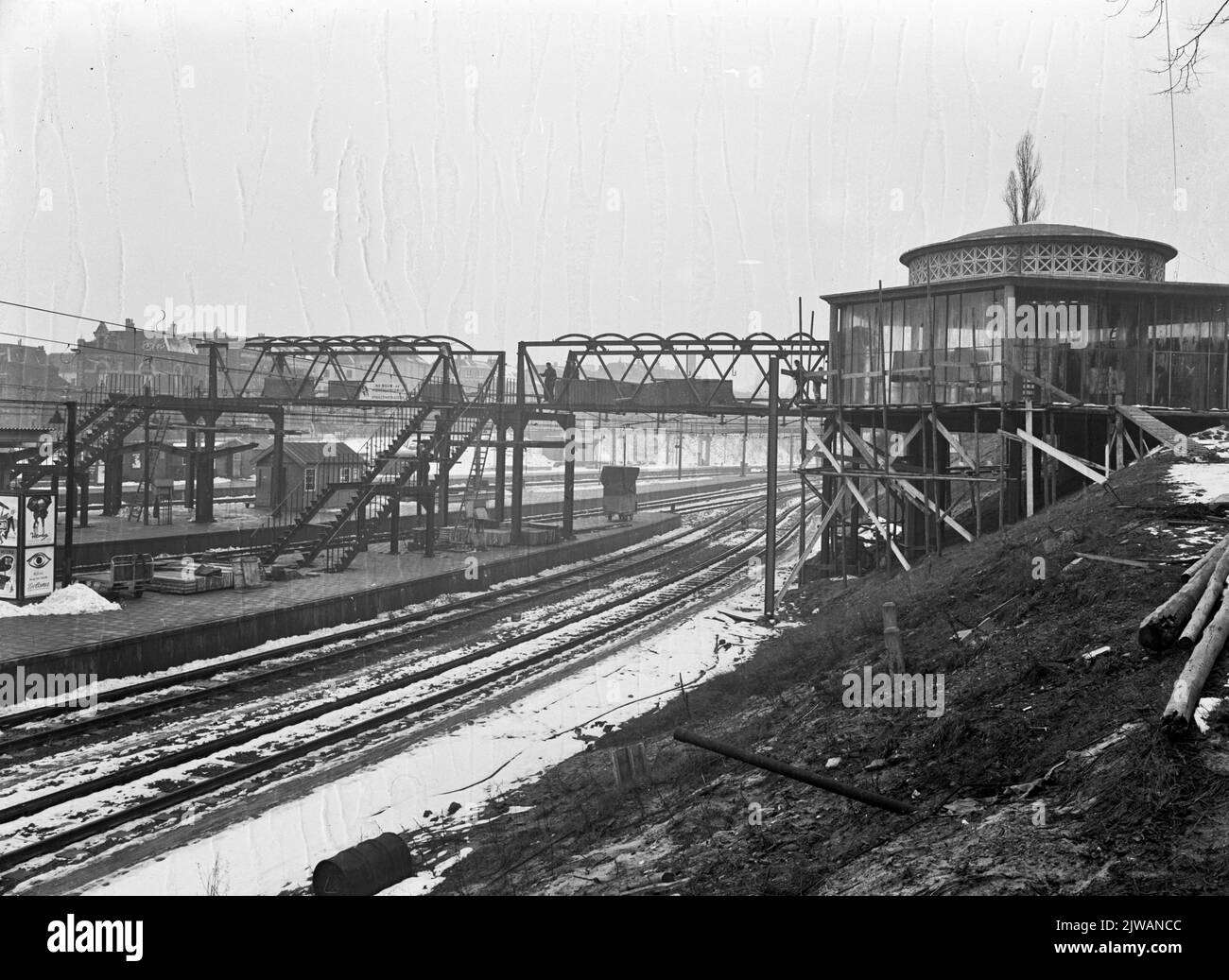 View of the pedestrian bridge under construction of the new N.S ...