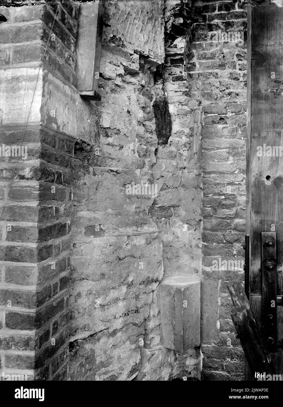 Image of the connection of the wall of the stair tower under the ...