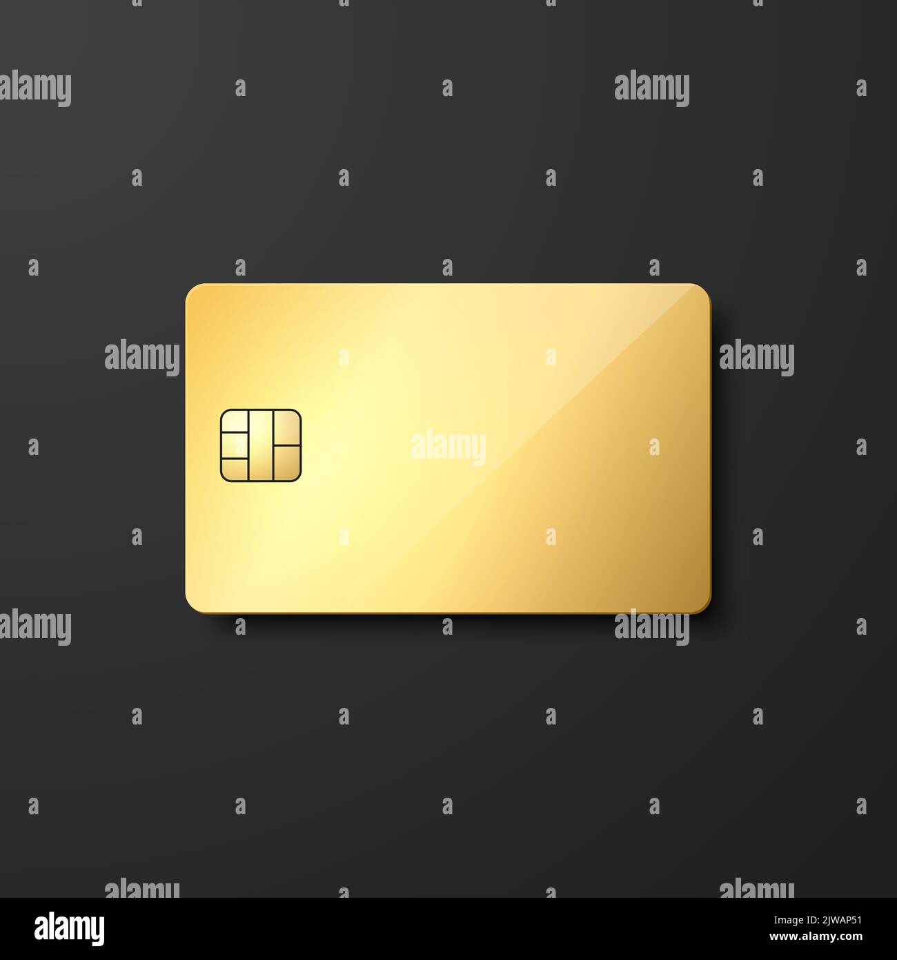 Vector 3d Realistic Blank Golden Credit Card with Chip Isolated. Design ...