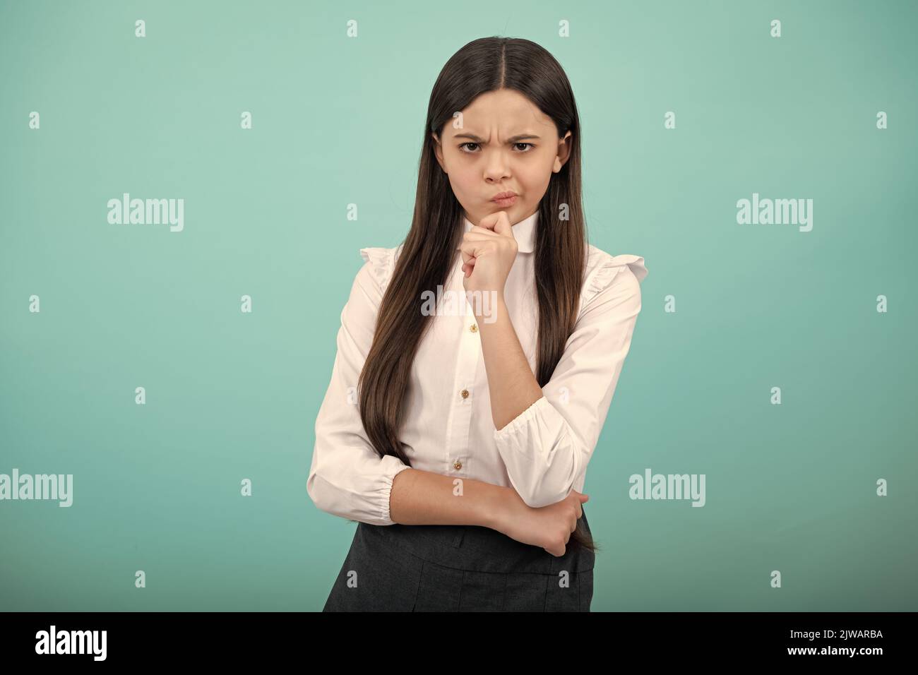 Thinking teenager girl, thoughtful emotion. Thoughtful teenage child ...