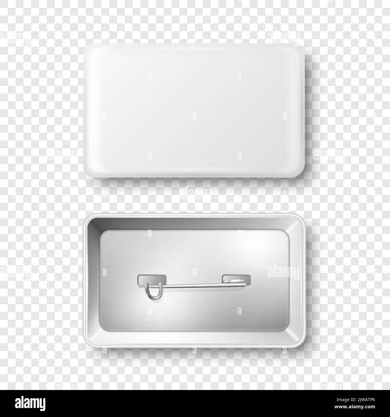 Vector 3d Realistic Rectangular White Metal, Plastic Blank Empty Button ...