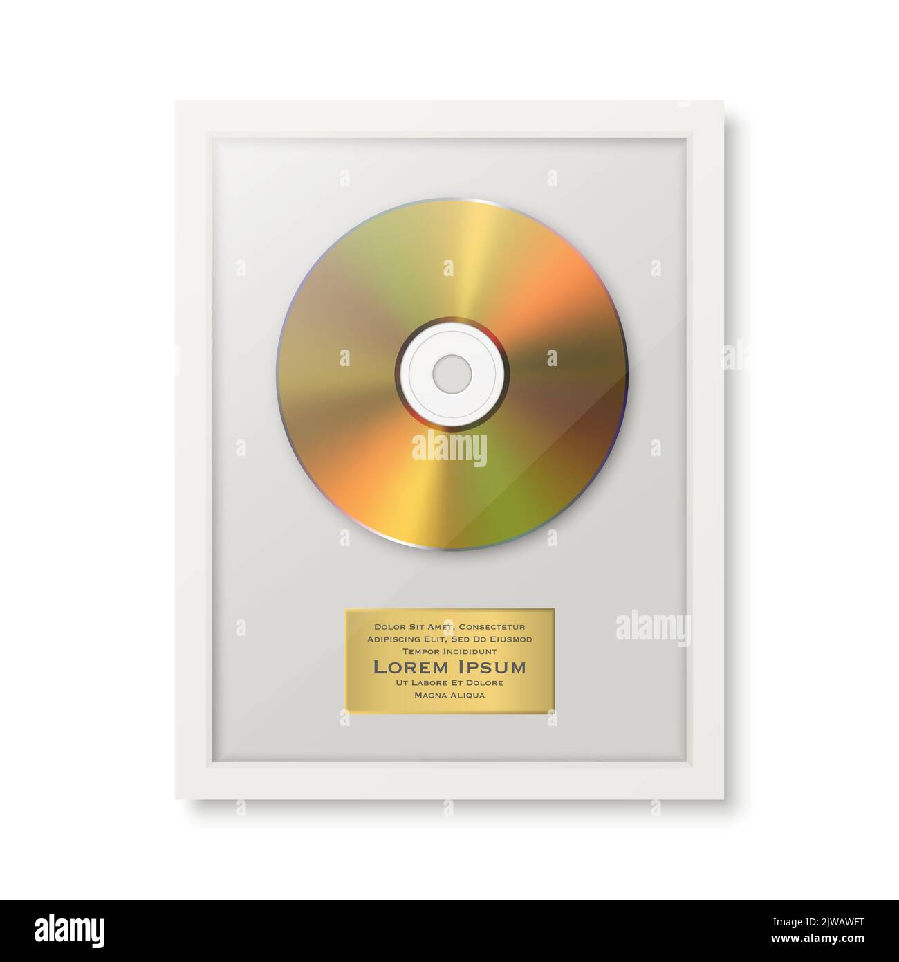 Realistic Vector 3d Golden Yellow CD and Label with White Frame on ...