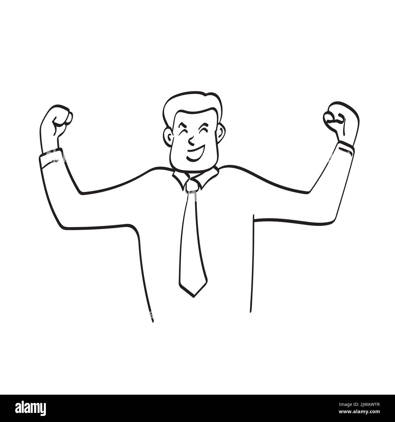 line art businessman showing arms muscles illustration vector hand ...